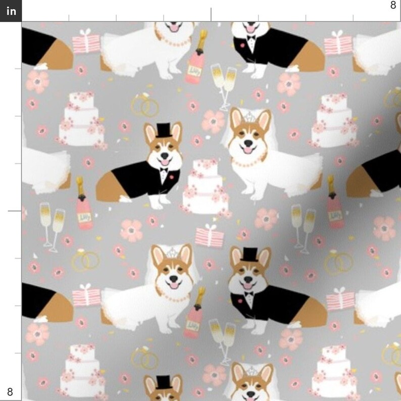 Corgi Fabric Corgi Wedding Florals Celebration Spring Summer - Etsy