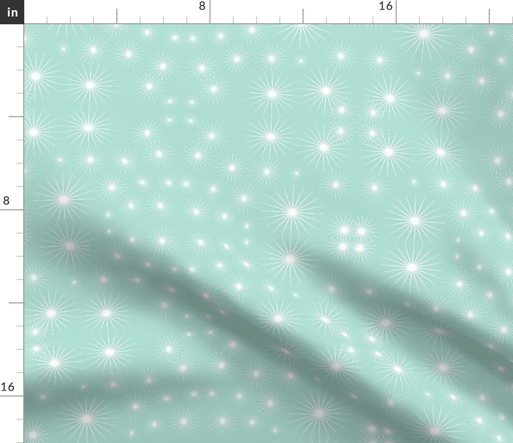 Mod Starburst Fabric Starburst Cool Mint by | Etsy