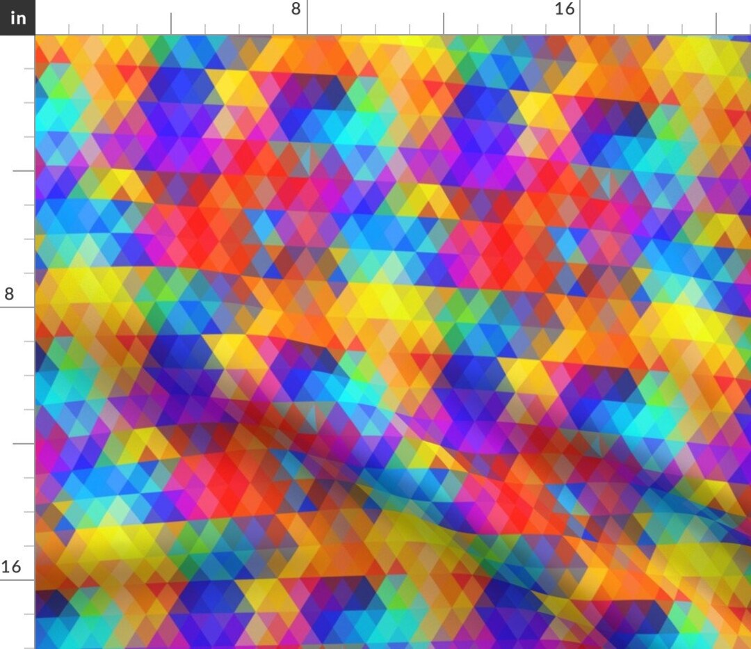 Abstract Rainbow Fabric Abstract Rhombus. Geometric Rainbow - Etsy