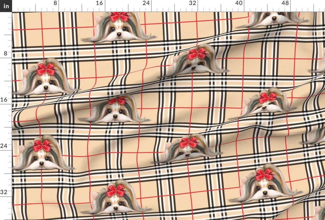 Yorkies Fabric - Parti Biewer Yorkie plaid Xl by Catialee - Yorkshire ...