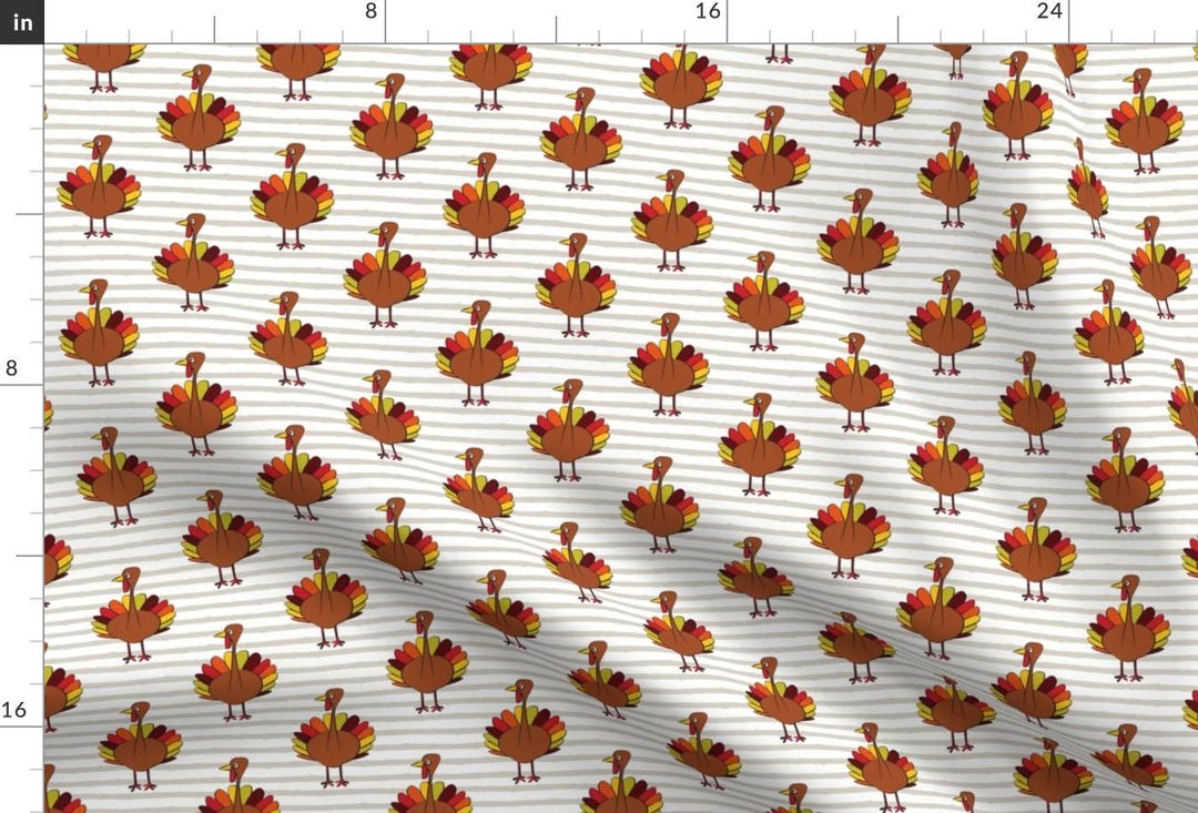 Thanksgiving Fabric - Turkey Stripes Thanksgiving Day by ...