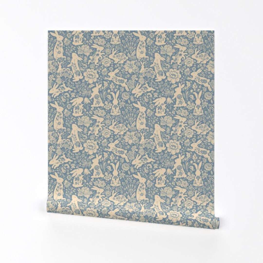 Woodland Rabbit Wallpaper Rabbit Flower Dance by Chicca_besso Whimsical ...