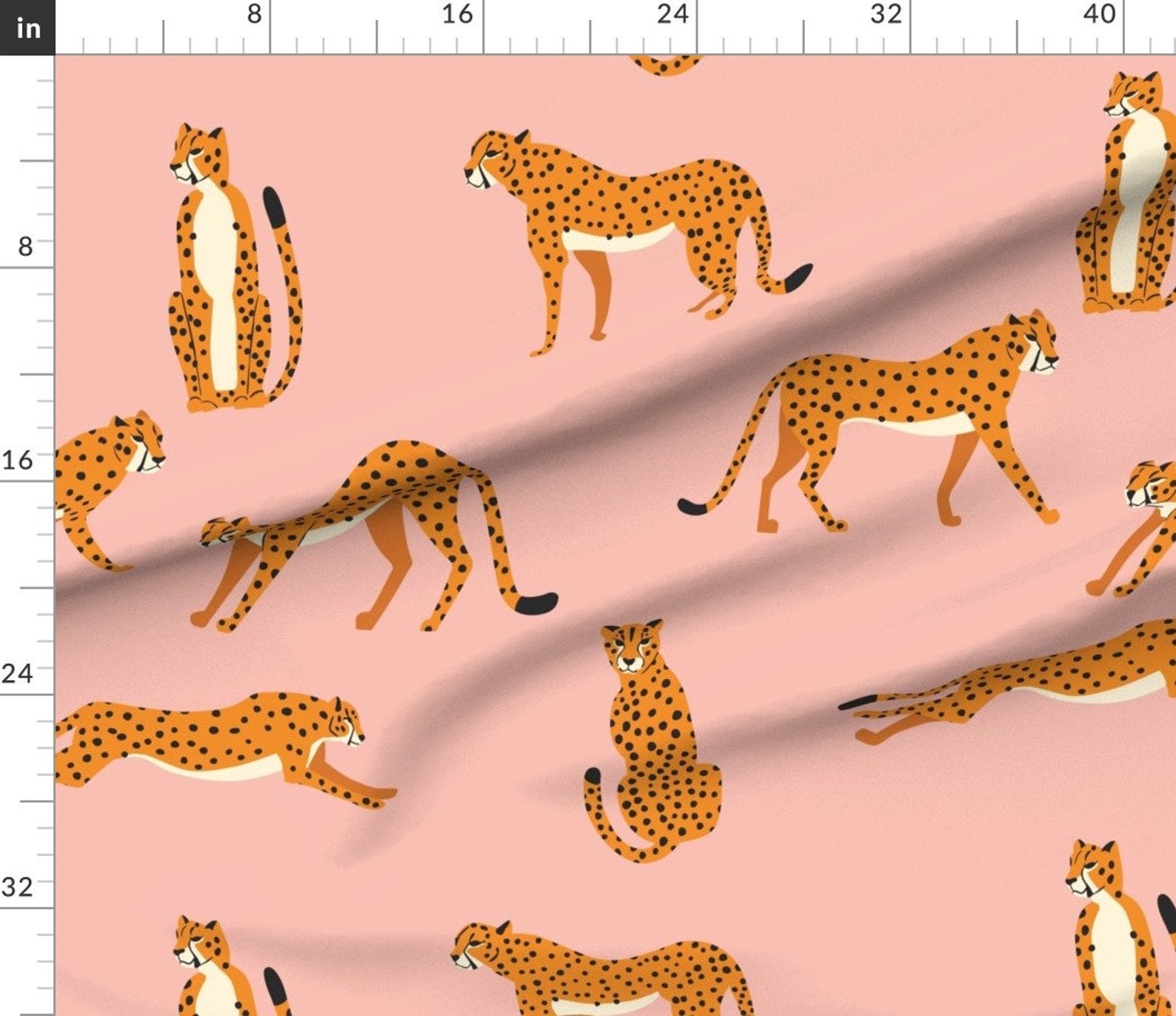 Cheetahs on Blush Fabric Cheetah Pattern 08 by Bluelela - Etsy