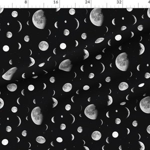 Moon Fabric Moon Phases by Onelittleprintshop Space Sky - Etsy