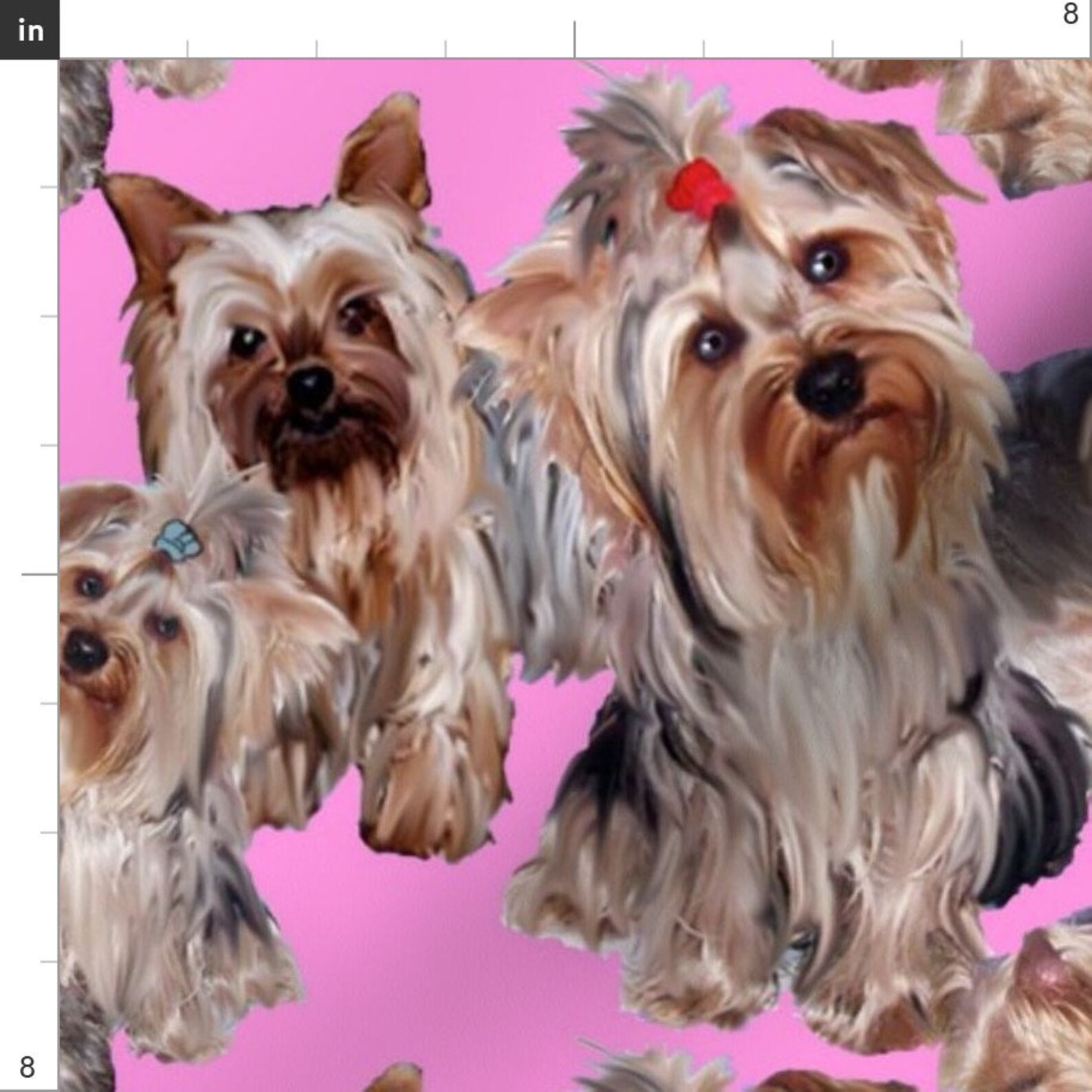 Yorkies on Pink Fabric Yorkies on Pink Background by Dogdaze - Etsy