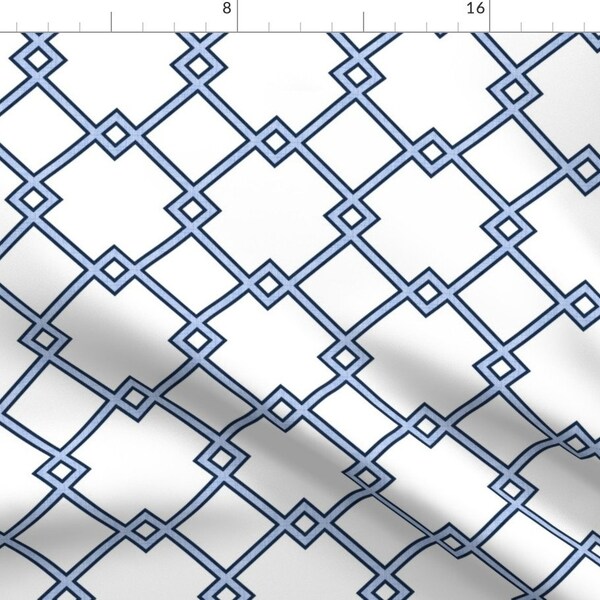 Blue Lattice Fabric - Etsy