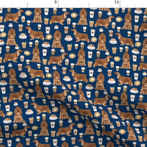 Cocker Spaniel Fabric Cocker Spaniel Coffee Dogs and Lattes - Etsy