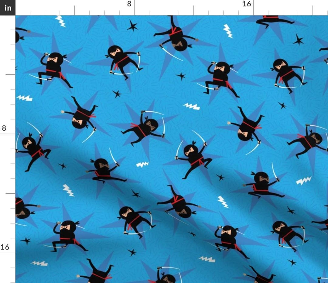 Blue Ninja Fabric Ninja by Edward Elementary Kids Ninja Warrior ...