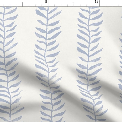 Botanical Block Print Fabric Mineral Blue on Cream Xxl Scale - Etsy