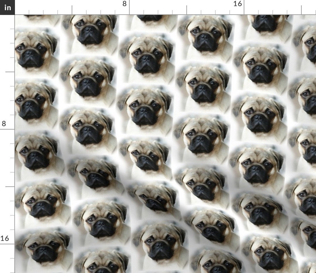 Pug Dog Breed Fabric Pug Dog Faces by Irenedesign Pug Dog Breed Faces ...