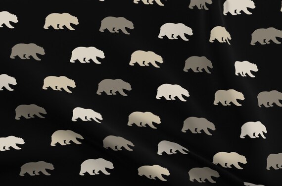 Neutral Bear Fabric Bears BlackTanTaupe By Sugarpinedesign | Etsy
