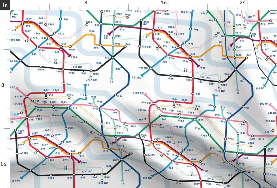 Subway Map Fabric - Time Travel Map by Jenimp - Time Travel Train Lines ...