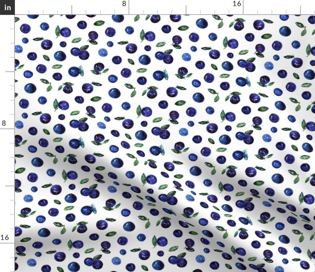 Summer Blueberries Fabric Watercolor Blueberries by - Etsy