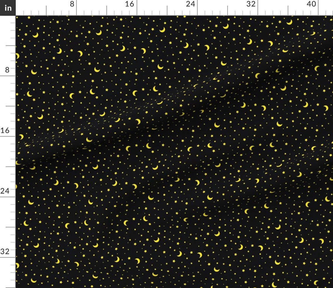 Moon Fabric Moon and Stars Celestial Black by Magic Circle - Etsy