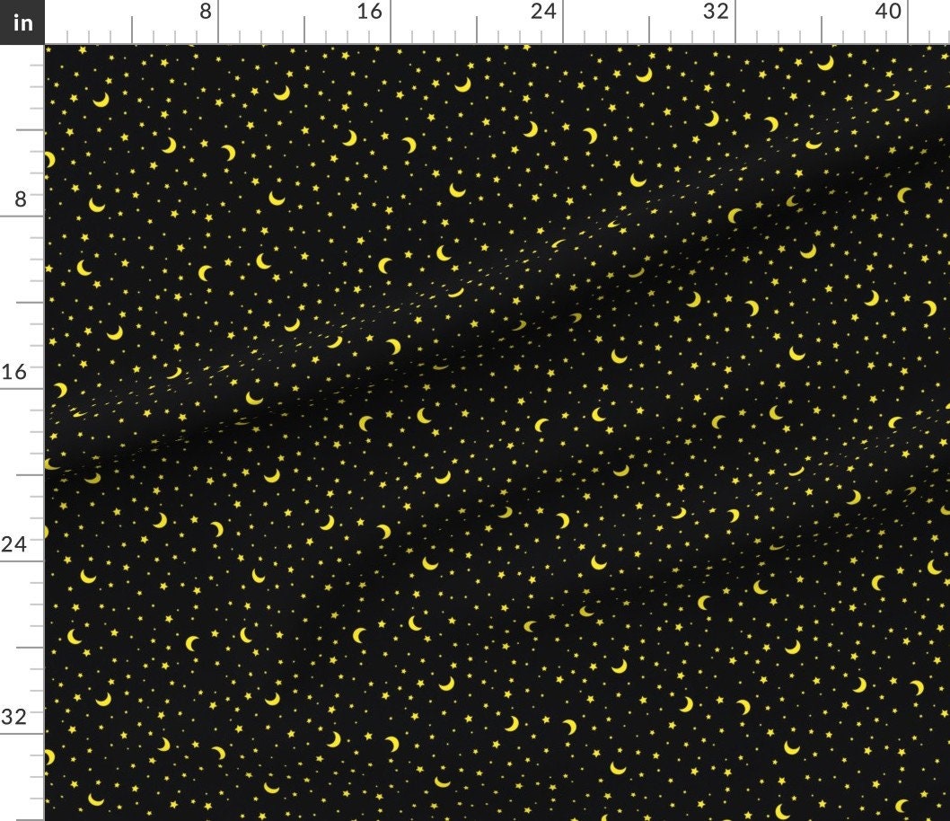 Moon Fabric Moon and Stars Celestial Black by Magic Circle - Etsy