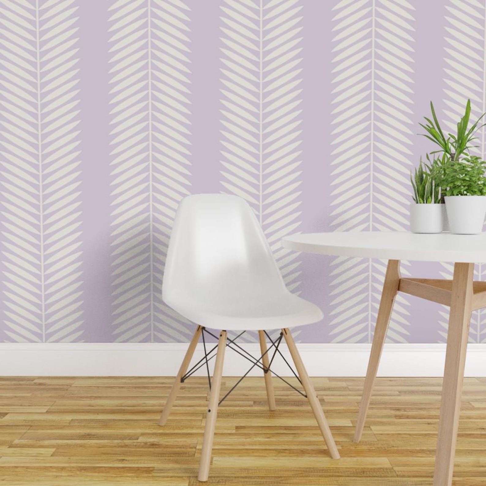 Leaves Wallpaper - Laurel Leaf Custom Lilac by Danika Herrick ...