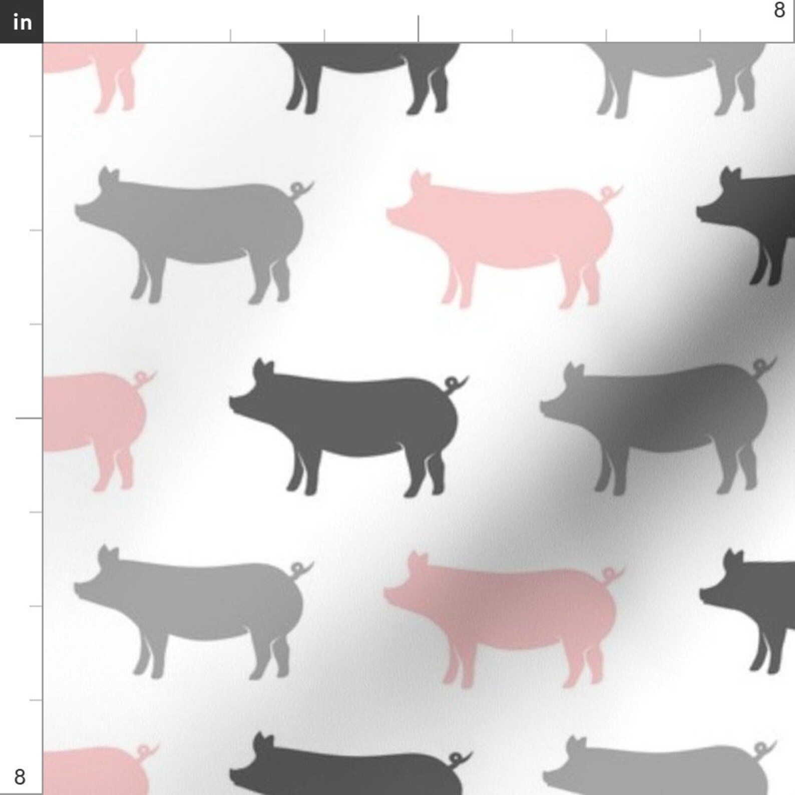 Multi Colored Pigs Fabric Multi Colored Pigs Pink and Gray - Etsy