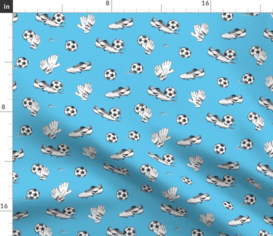 Football Fabric Soccer Match Blue by Revista Blue Boys - Etsy