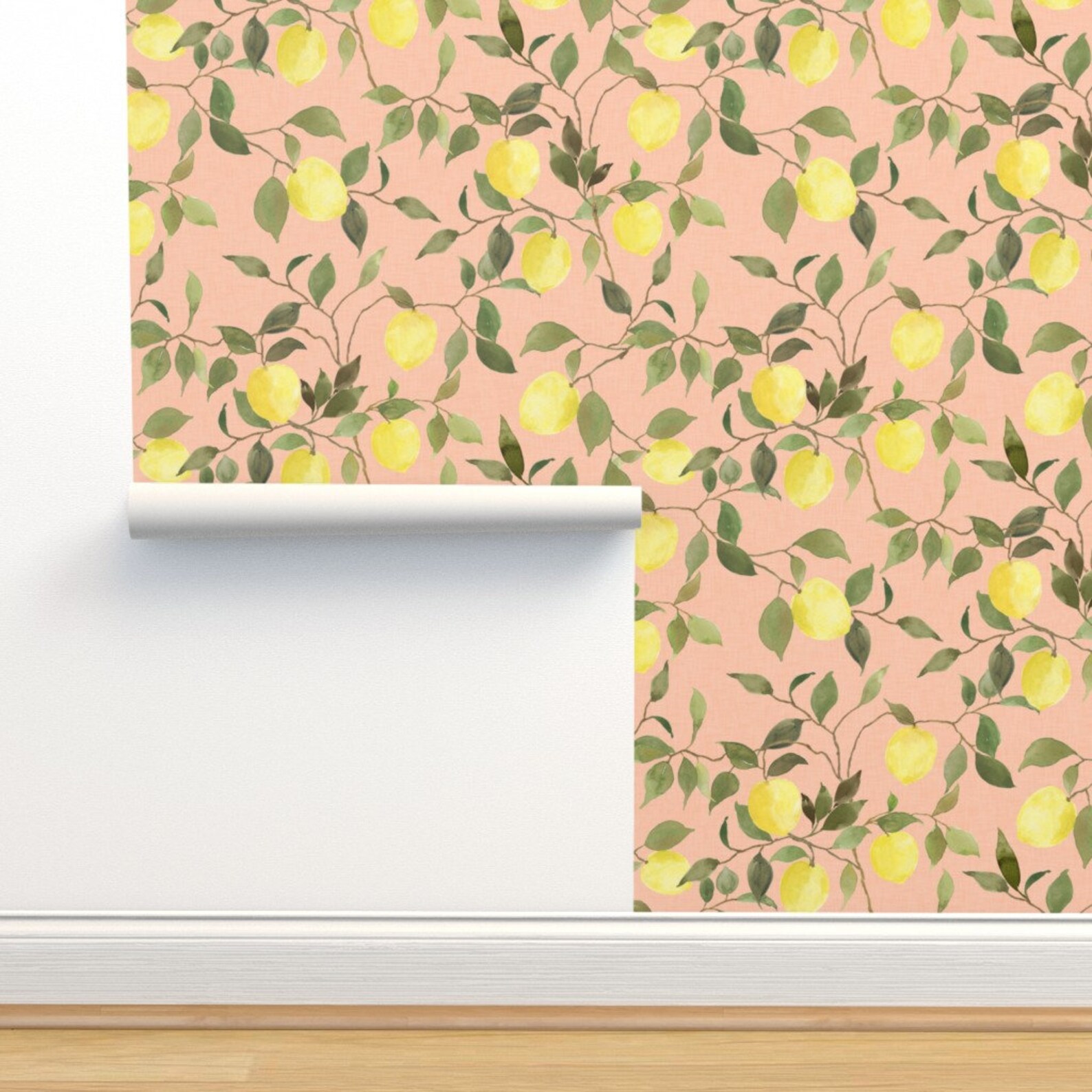Watercolor Lemons Wallpaper Lemon Branches by Mintpeony - Etsy