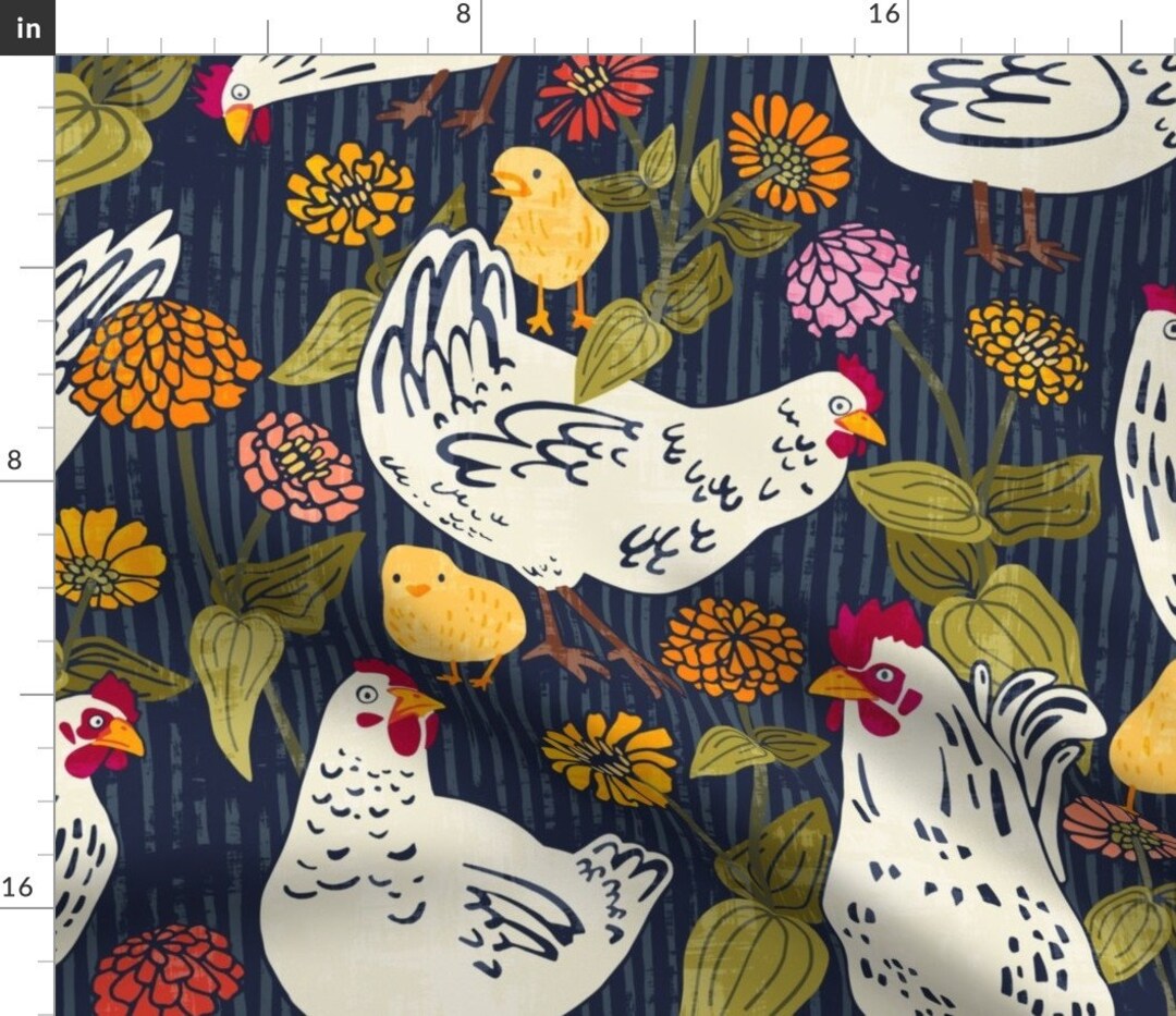 Farmhouse Chicken Fabric Chicken Coop by Ramarama Shabby Chic Dark Blue ...