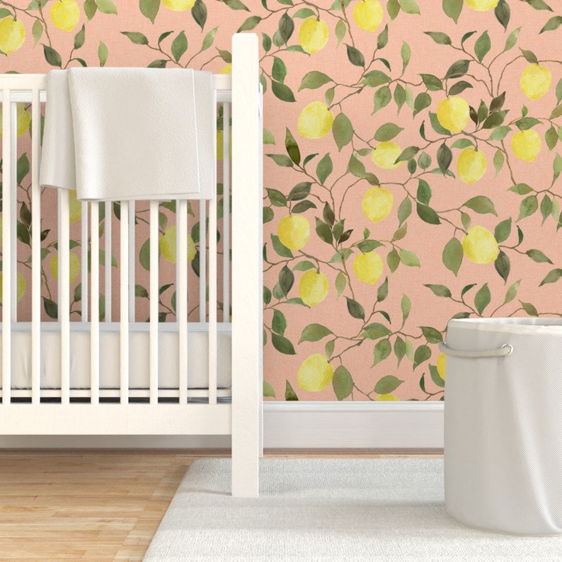 Watercolor Lemons Wallpaper Lemon Branches by Mintpeony - Etsy