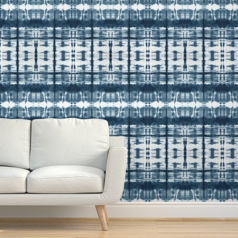 Shibori Wallpaper Indigo Blocks by Pricedesigns Shibori - Etsy
