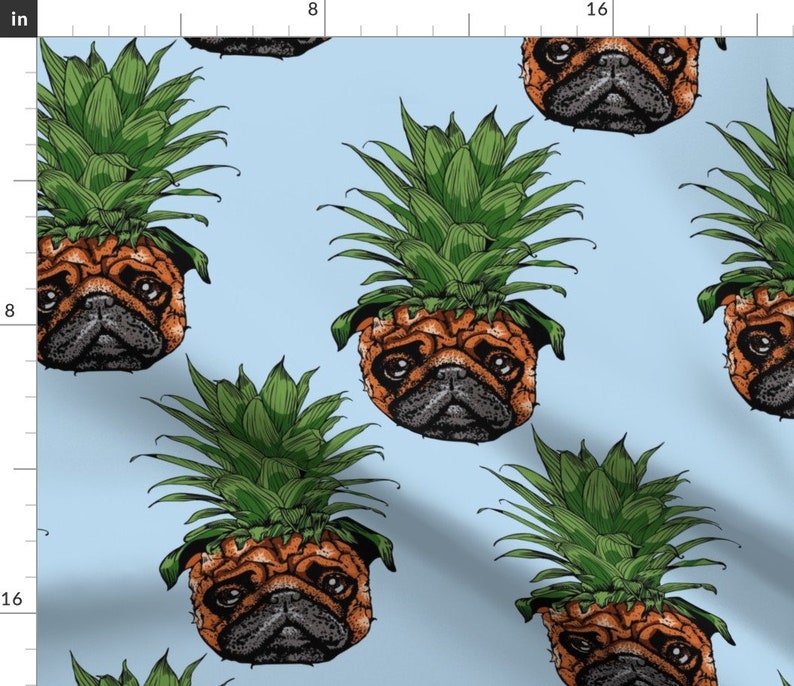 Tropical Pug Fabric Pineapple Pug By Huebucket Pineapple - Etsy España