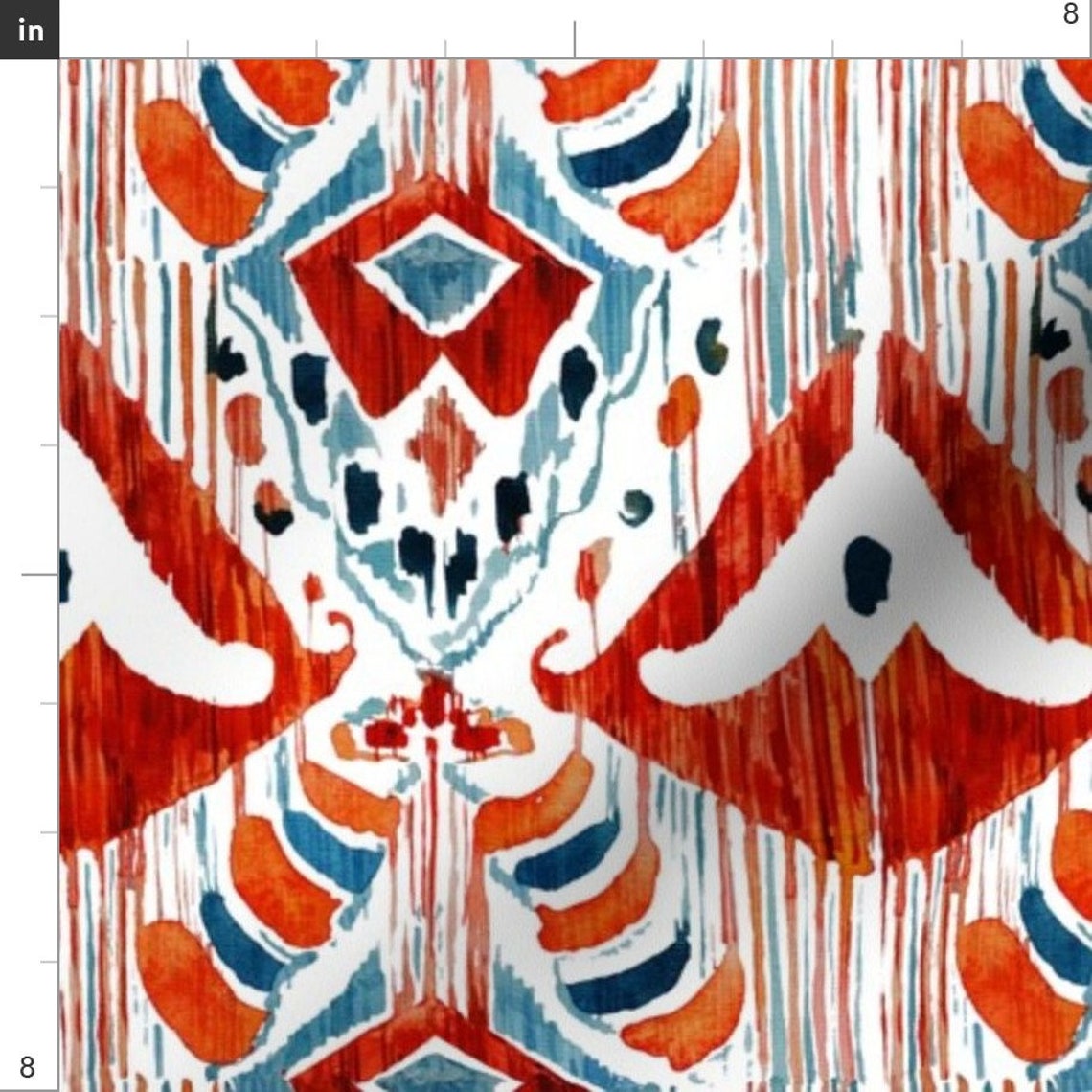 Red Ikat Fabric Balinese Red Ikat by Tasiania Abstract Red - Etsy