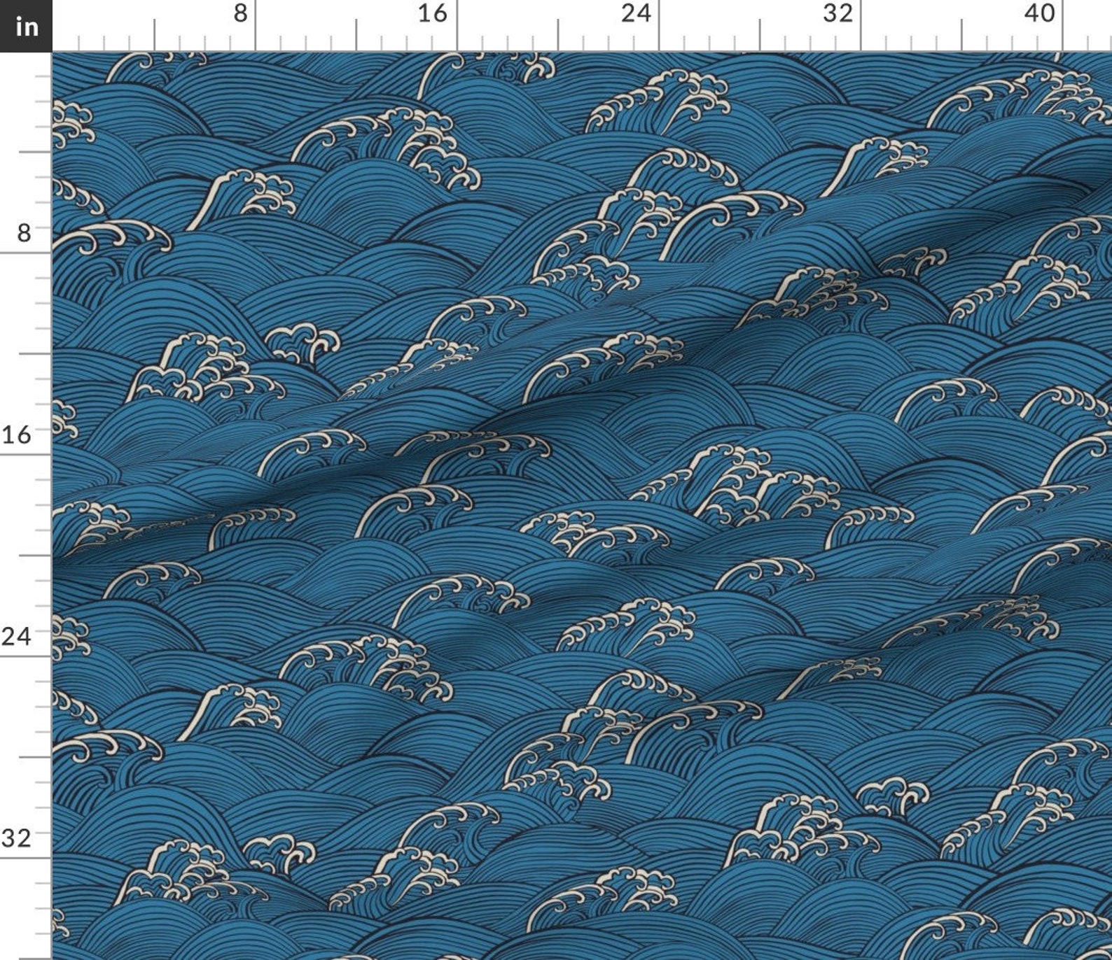 Ocean Waves Fabric Waves by Ceciliamok Blue Ocean Tropical | Etsy