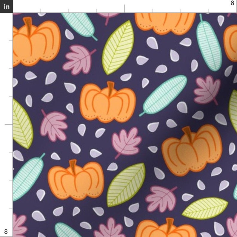 Autumn Pumpkins Fabric Pumpkins Purple by Jaymehennel - Etsy