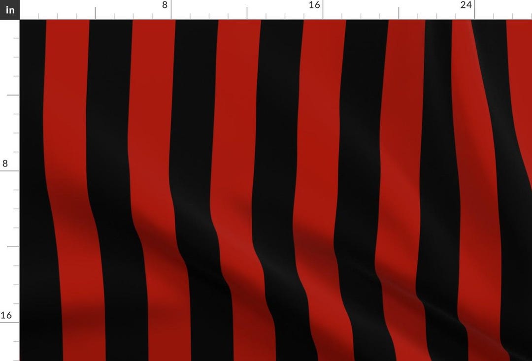 Pirate Fabric Bold Thick Vertical Stripe Red and Black by ...