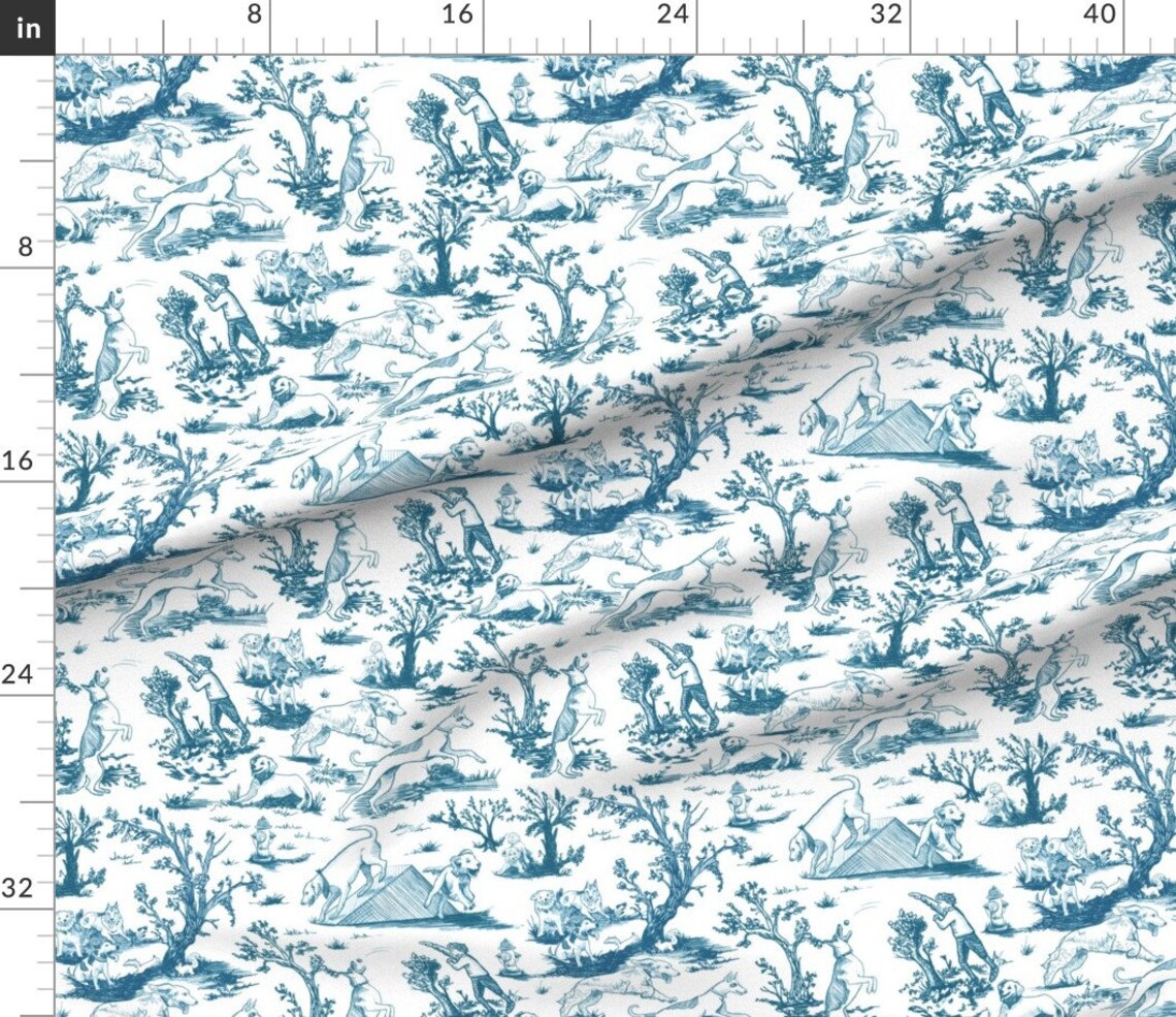 Dog Park Toile Fabric Barkitecture by 3rittanylane Dog - Etsy