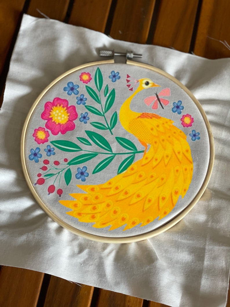 Phoenix Embroidery Template on Cotton - Firebird by Brazilian Living ...