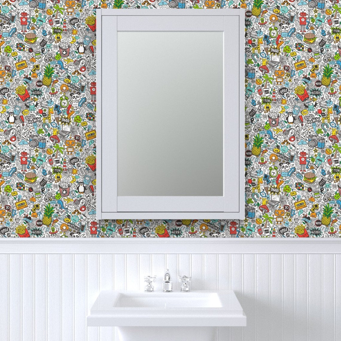 Comic Book Wallpaper Comic Pop Art Doodle Color by Caja - Etsy