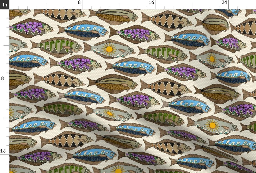 Alaskan Halibut Fabric - Alaskan Halibut Small by Scrummy - Flounder ...
