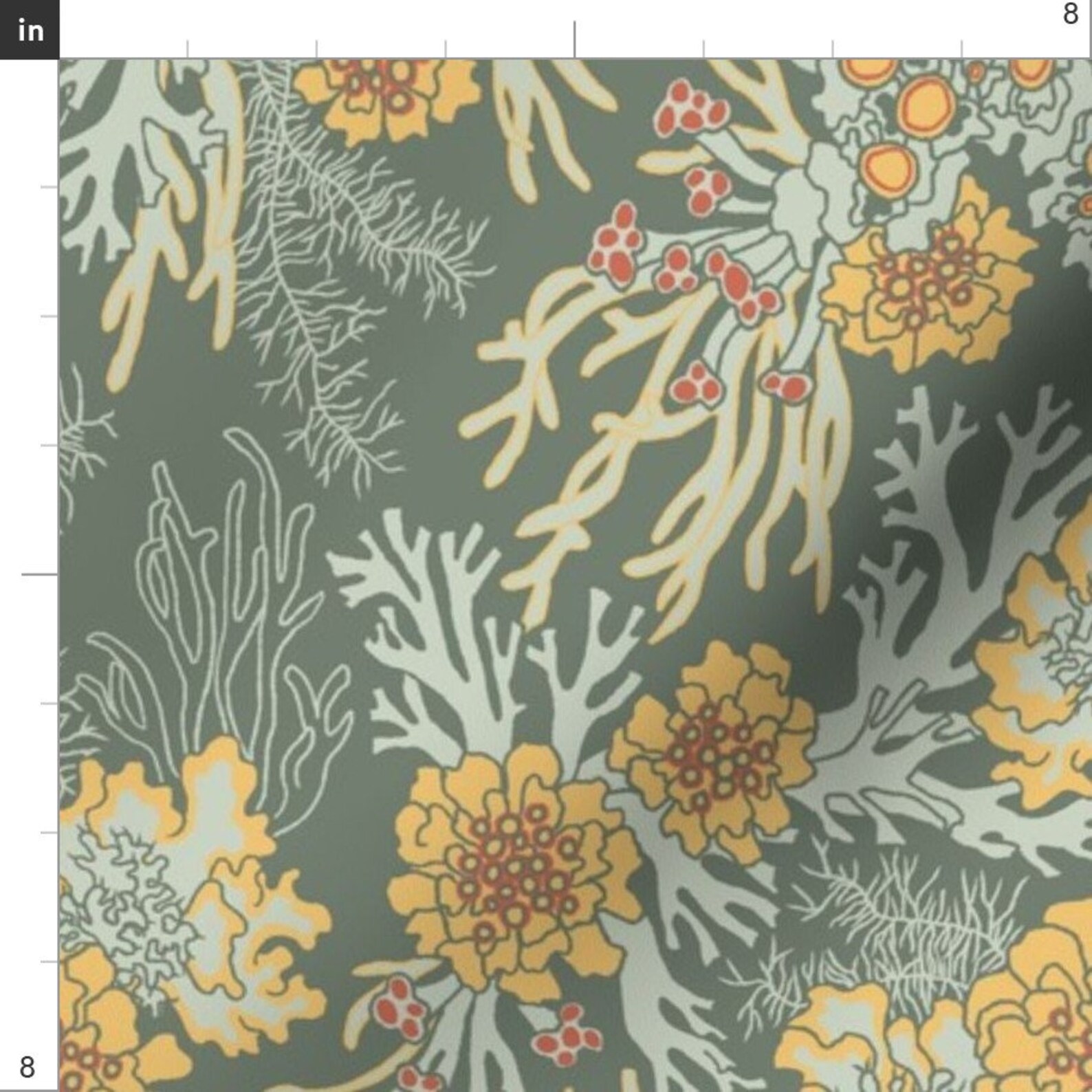 Lichen Fabric Lichen by Simut Fungus Nature Home Decor Green Neutral ...