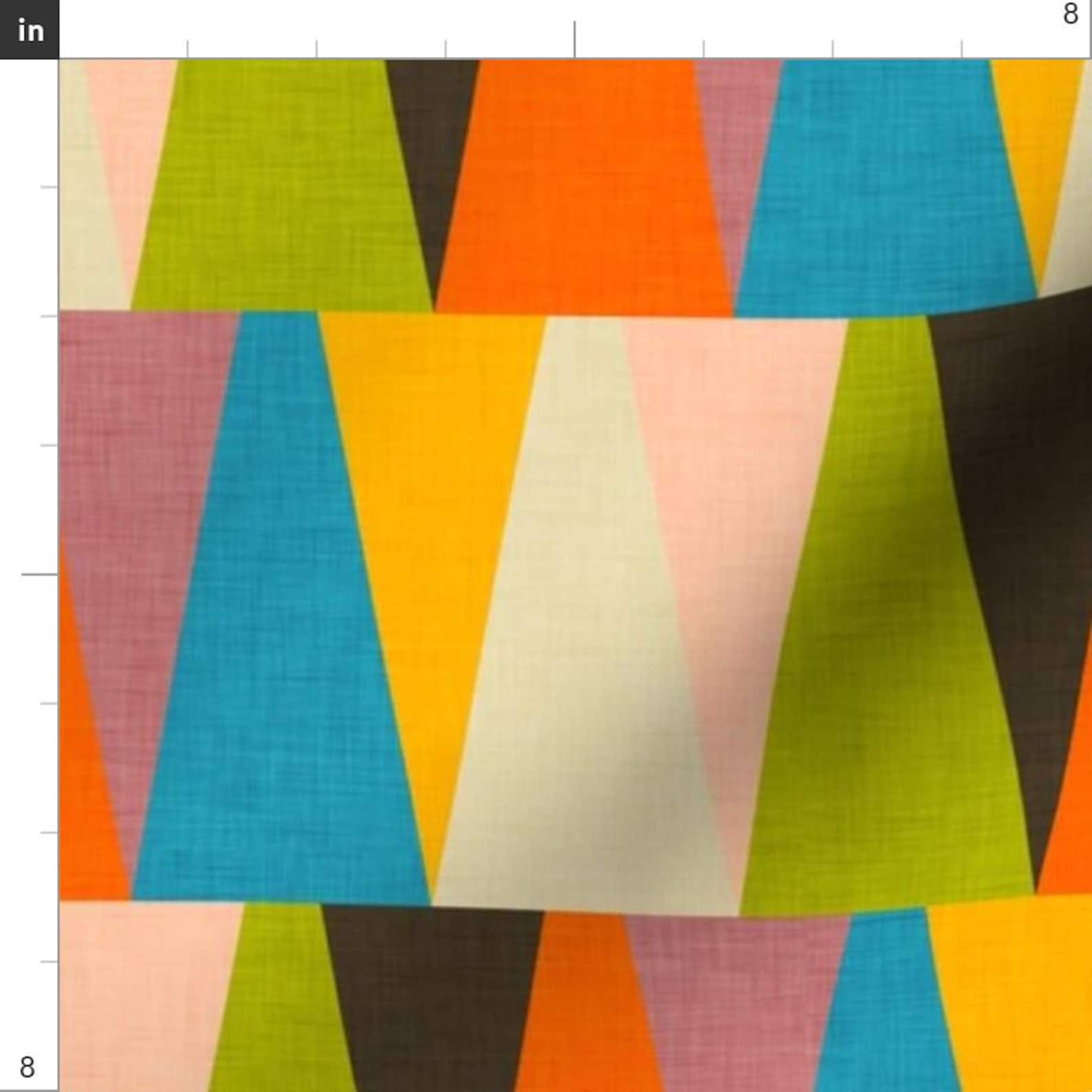 Retro Upholstery Fabric- Retro Color Block Triangle Color Happy by ...