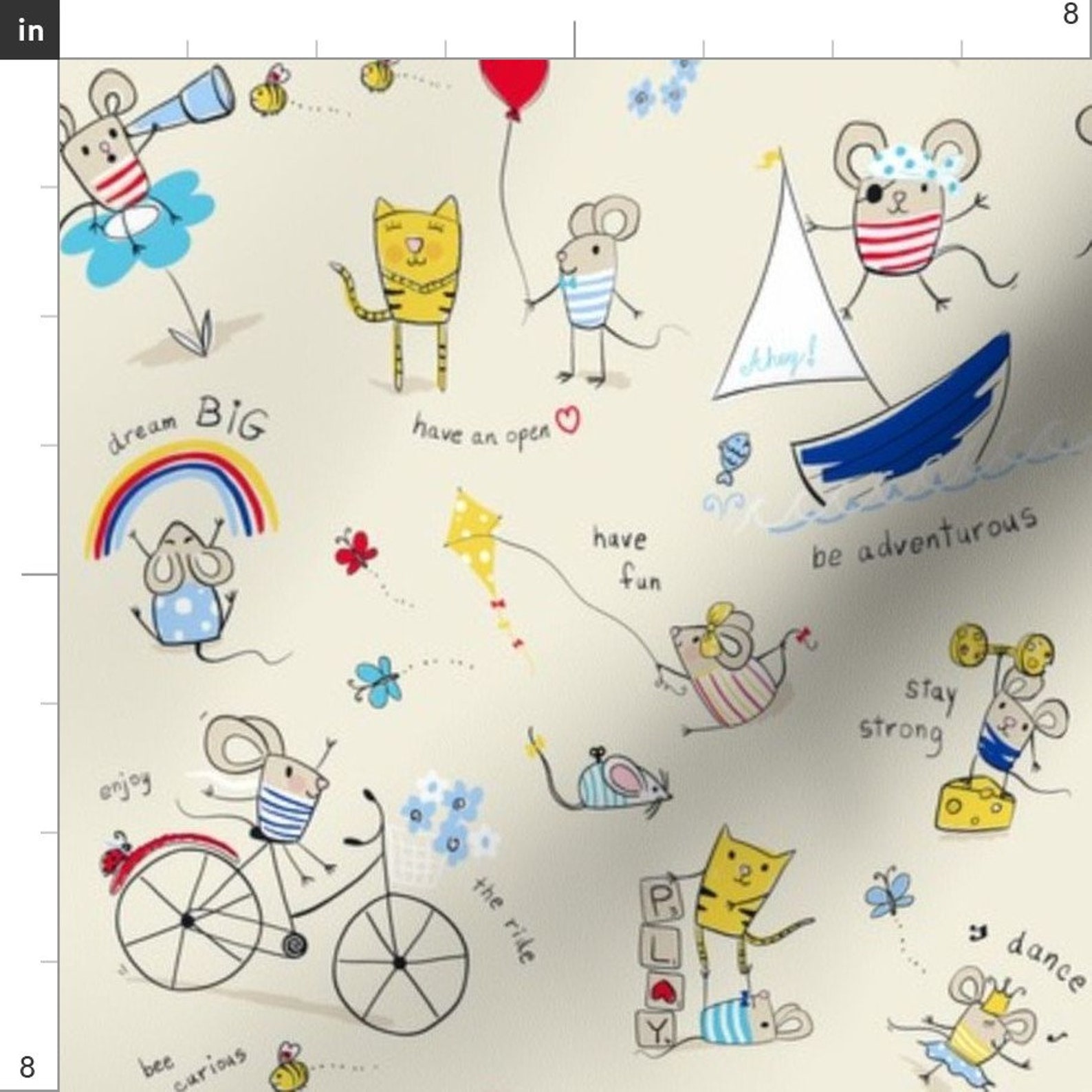 Mice Fabric Mice Messages by Designed by Debby Baby Mice | Etsy