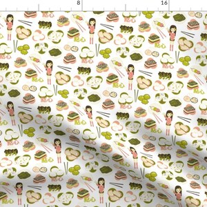 Green Pink Dim Sum Fabric Dim Sum by Ravynka Chinese Food - Etsy