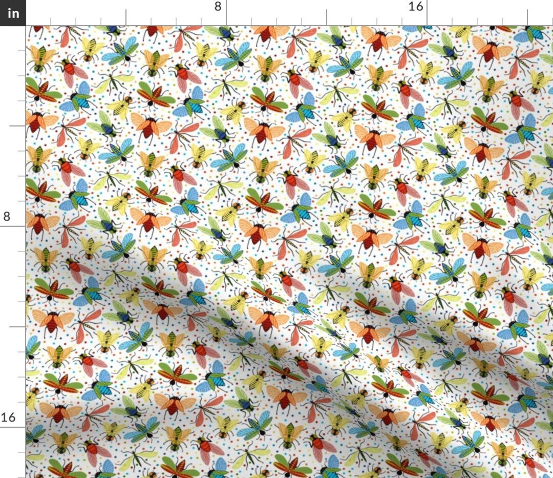 Insects Fabric Flying Insects by Laura Mooney Colorful - Etsy