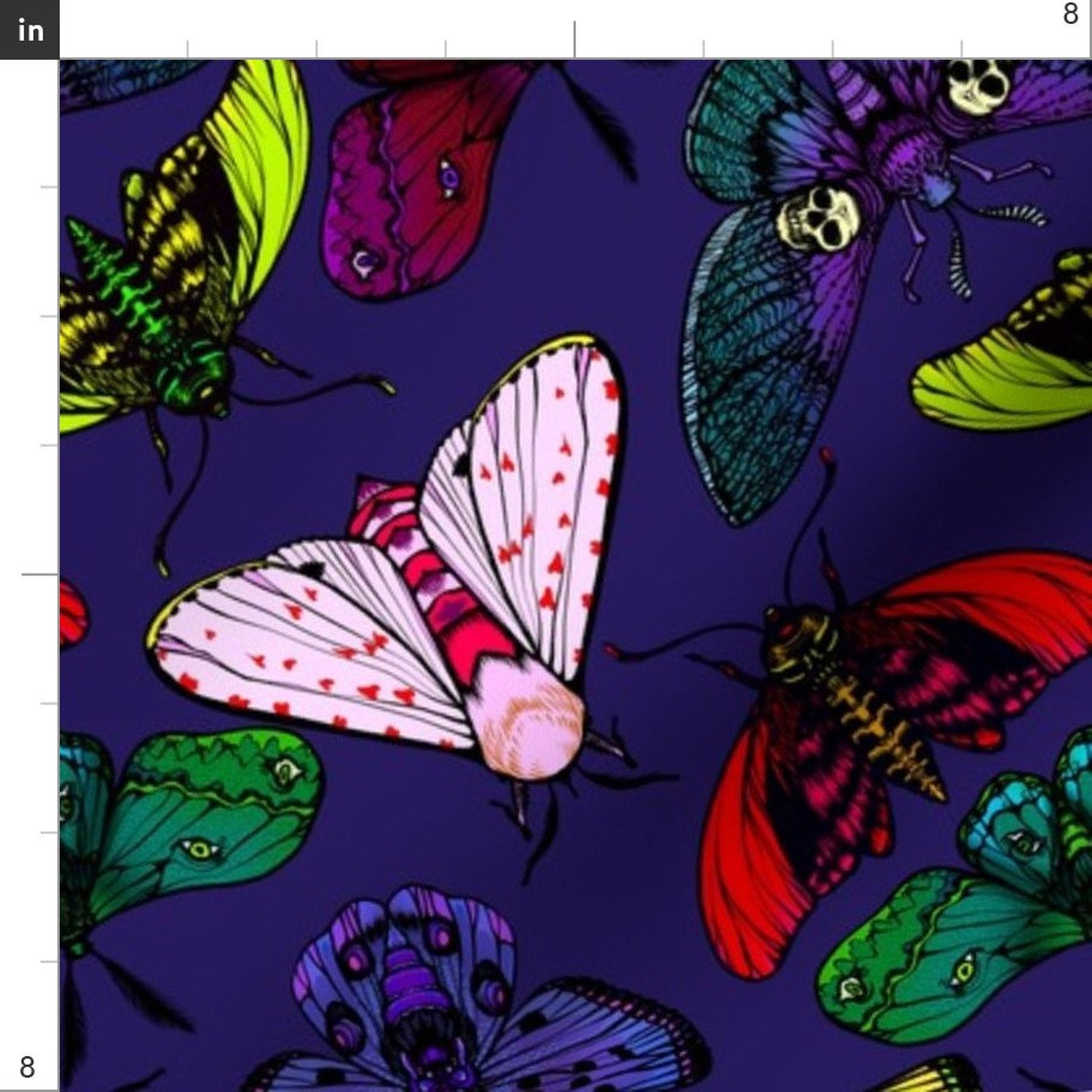 Moth Fabric Moths 1 by Jadegordon Moth Colorful Moth Wings | Etsy