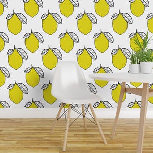 Lemons Wallpaper - Modern Lemons by Tarareed - Yellow Lemons Kitchen ...