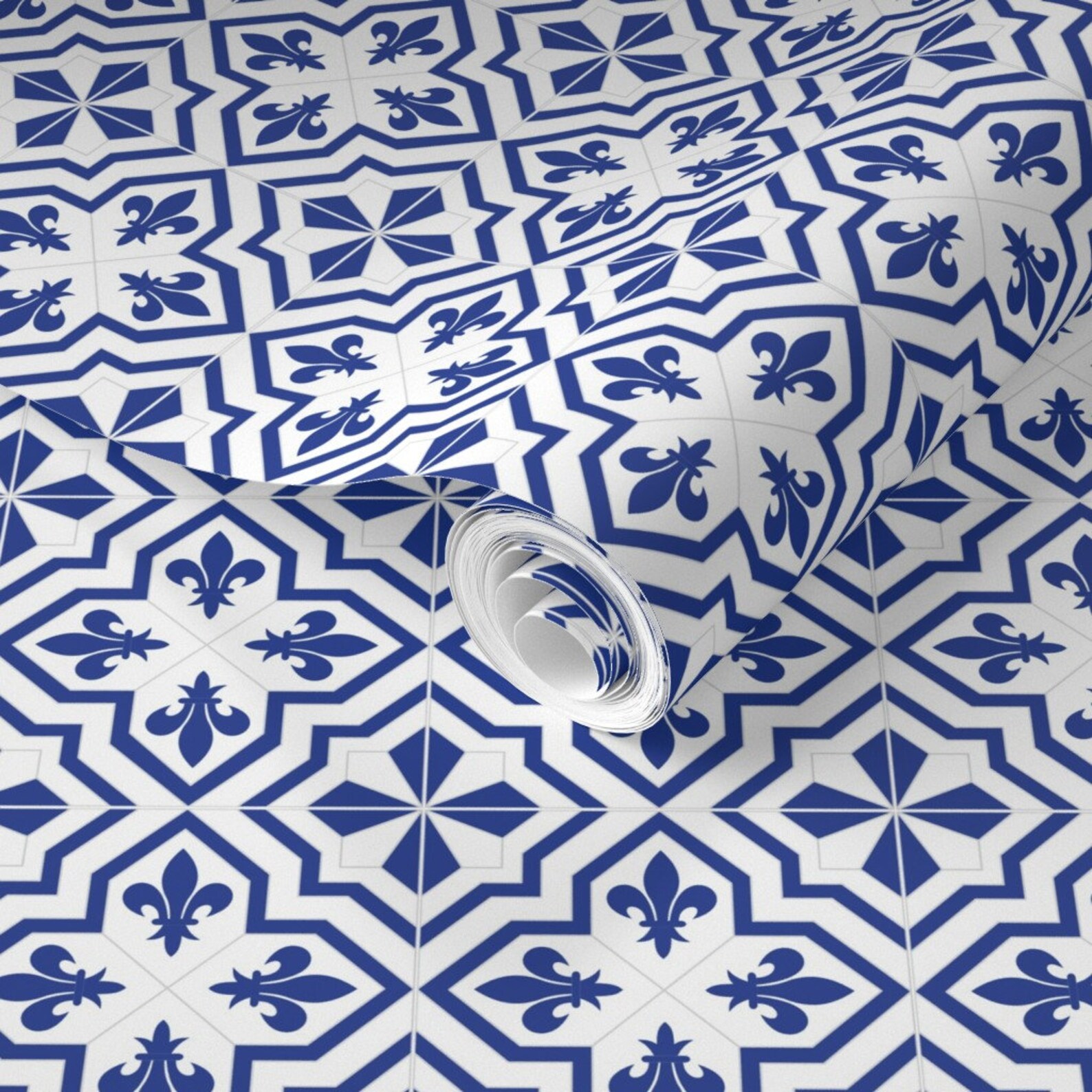 Fleur De Lis Tile Wallpaper Delft Fleur by Lucielou Tiles - Etsy