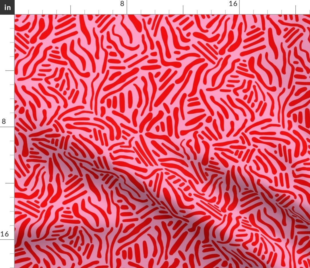 Abstract Animal Print Fabric Abstract Lines Red Pink by Louisemargaret ...