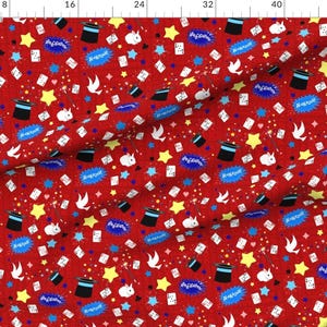 Magician Fabric - Magic / Magician Pattern in Red by Inspirationz ...
