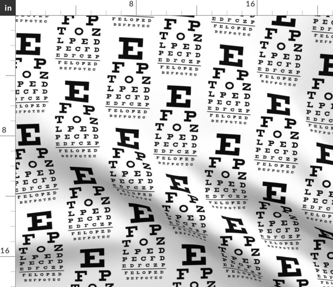 Eye Chart Fabric Standard Vision Chart in Black White by Weavingmajor ...