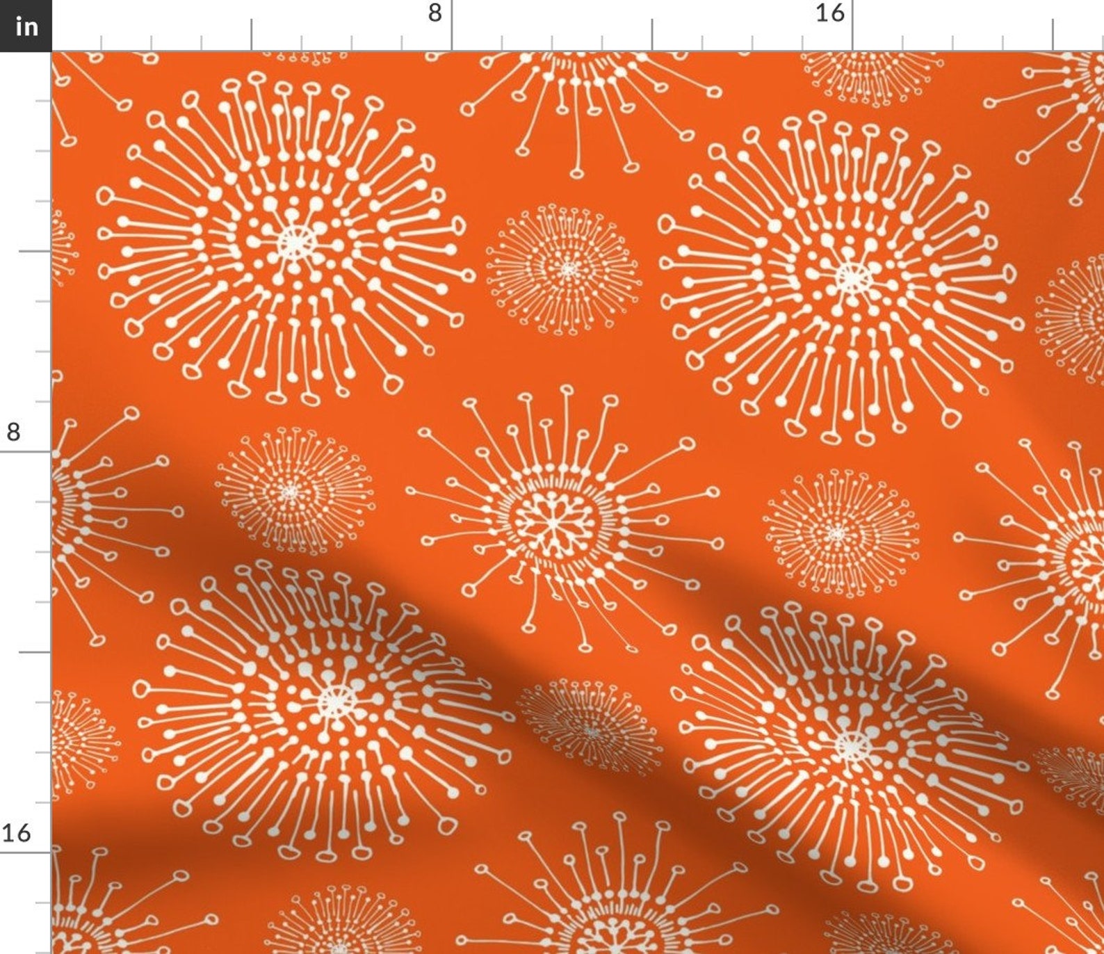 Mod Dandelion Fabric Dandelions Orange by Teresamagnuson - Etsy