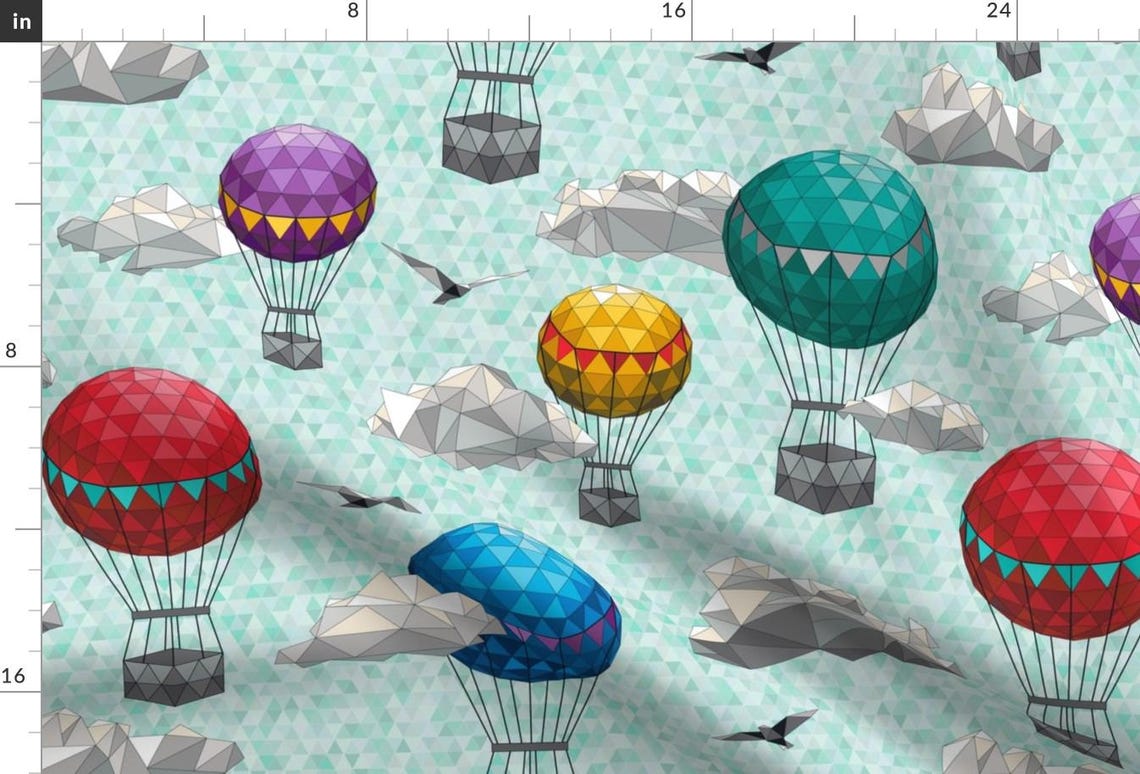 Sky Fabric - Geometric Geodesic Skies by Juliesfabrics Colorful Hot Air ...