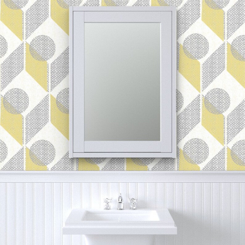 Abstract Wallpaper Dots Tables Vintage Pale Yellow by - Etsy