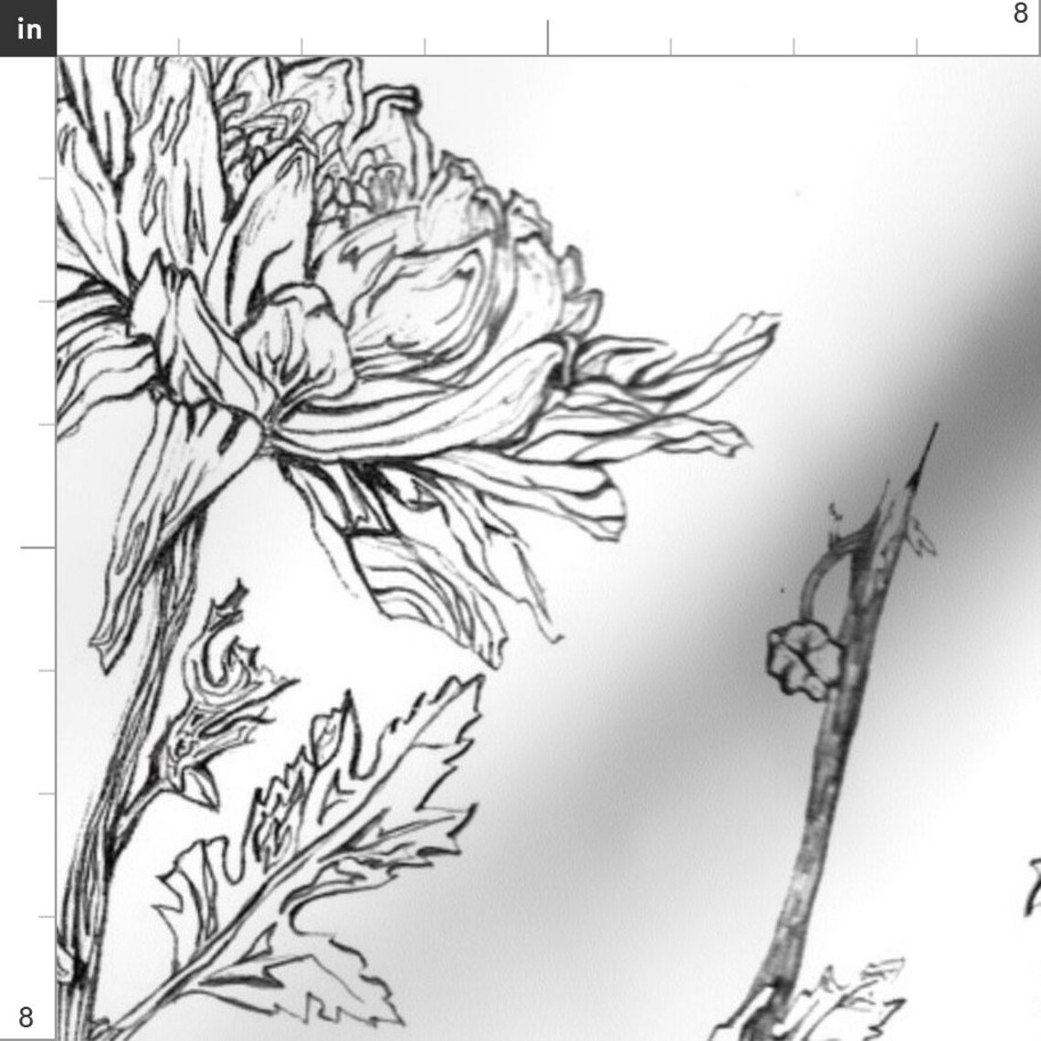 Botanical Block Print Fabric Flora Mum by Leilani's - Etsy